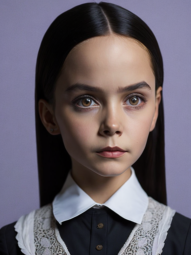 Premium Free ai Images | detailed paint of wednesday addams highly ...