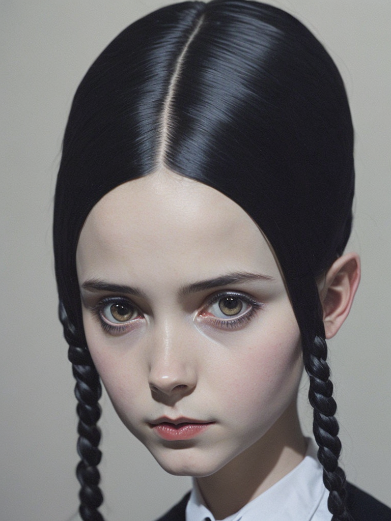 Premium Free ai Images | detailed paint of wednesday addams highly ...