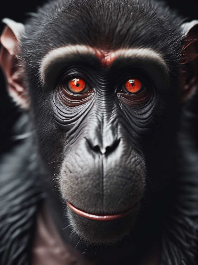 Lumenor AI Image Generation - monkey with red eyes dark style focus on ...