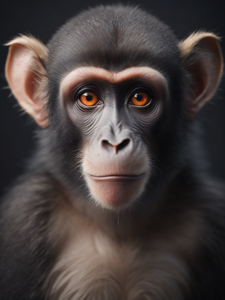 Lumenor AI Image Generation - monkey with red eyes dark style focus on ...