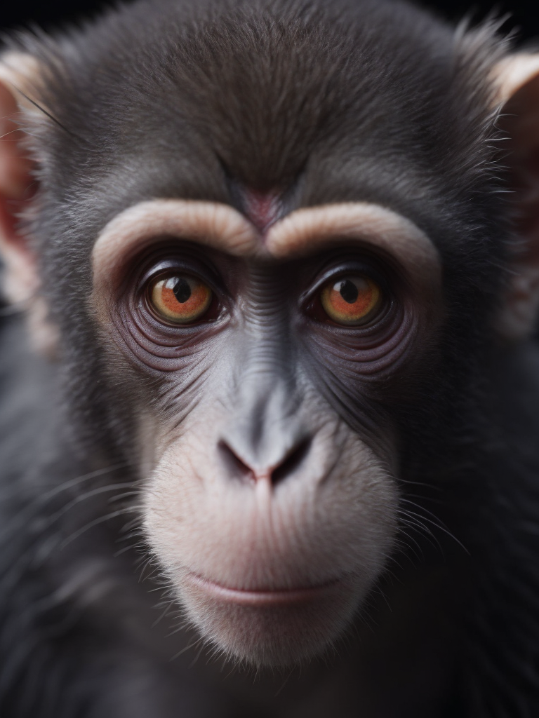 Premium Free ai Images | monkey with red eyes dark style focus on face ...