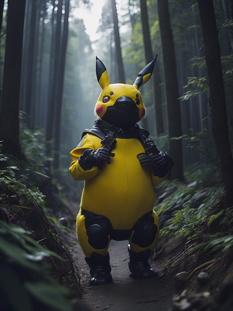 Premium Free ai Images | robot pikachu in forest