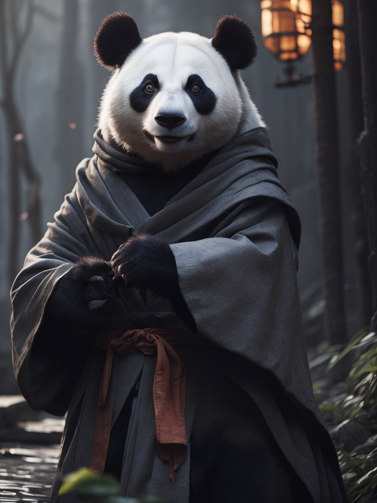 Premium Free ai Images | kunfu panda dress like sekiro