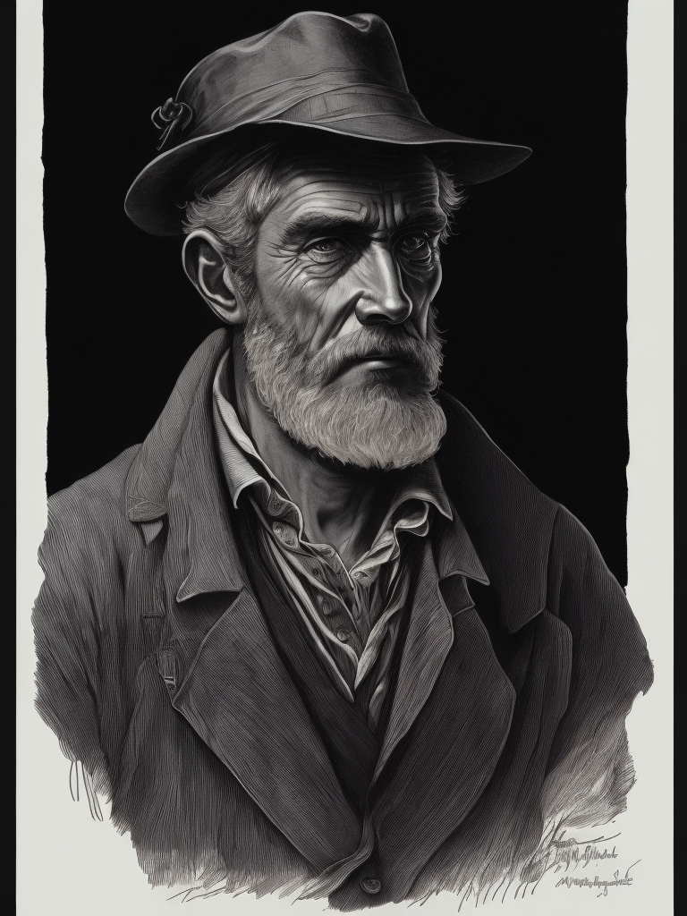 Premium Free ai Images | portrait an old coal miner in th century pen ...