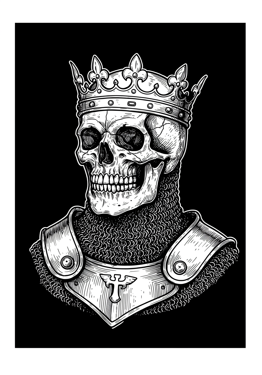 Premium Free ai Images | black and white line drawing portrait of skull ...