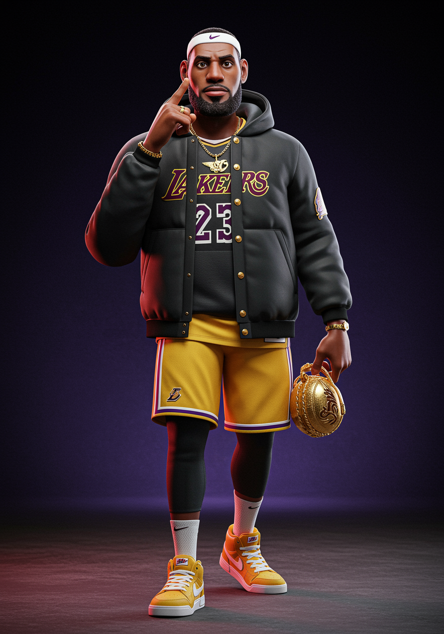 Premium Free ai Images | lebron james in luxury streetwear