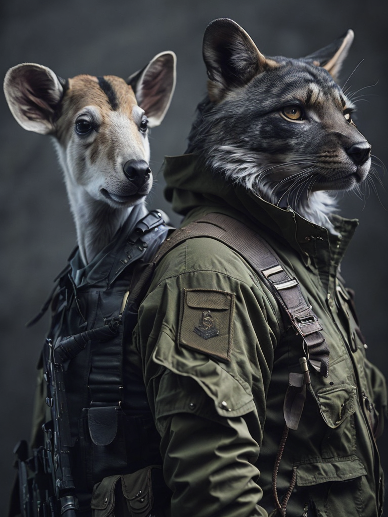 Premium Free ai Images | wild animals in military cloths wild animals ...