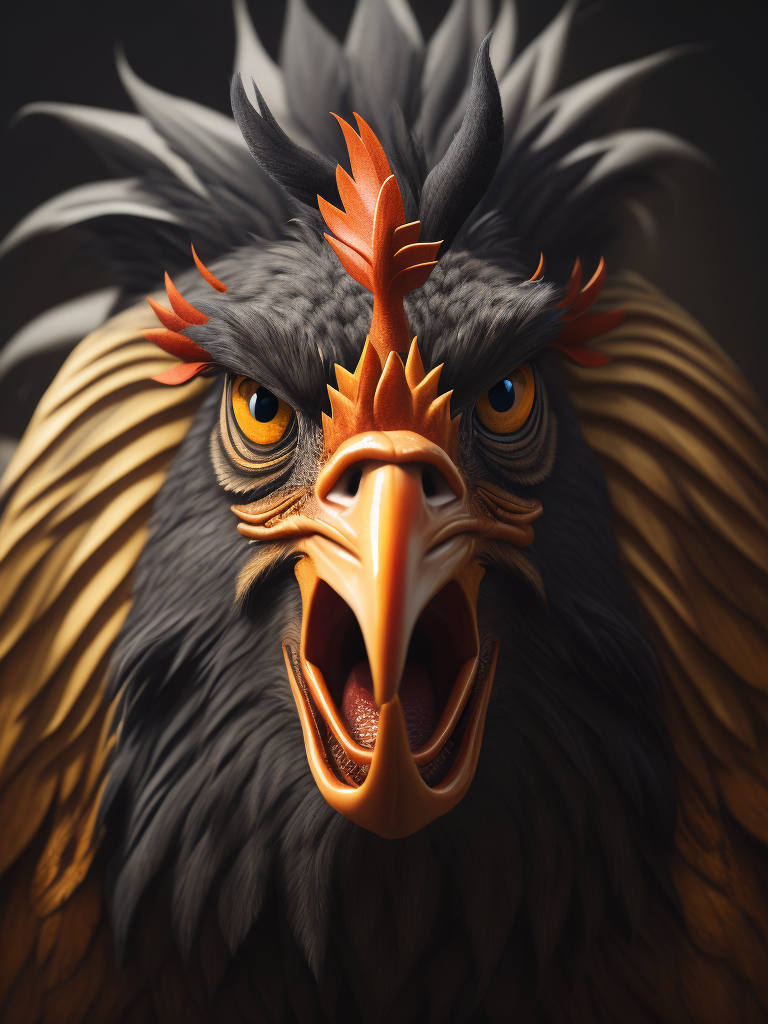 Premium Free ai Images | grumpy old rooster head with large eyes ...