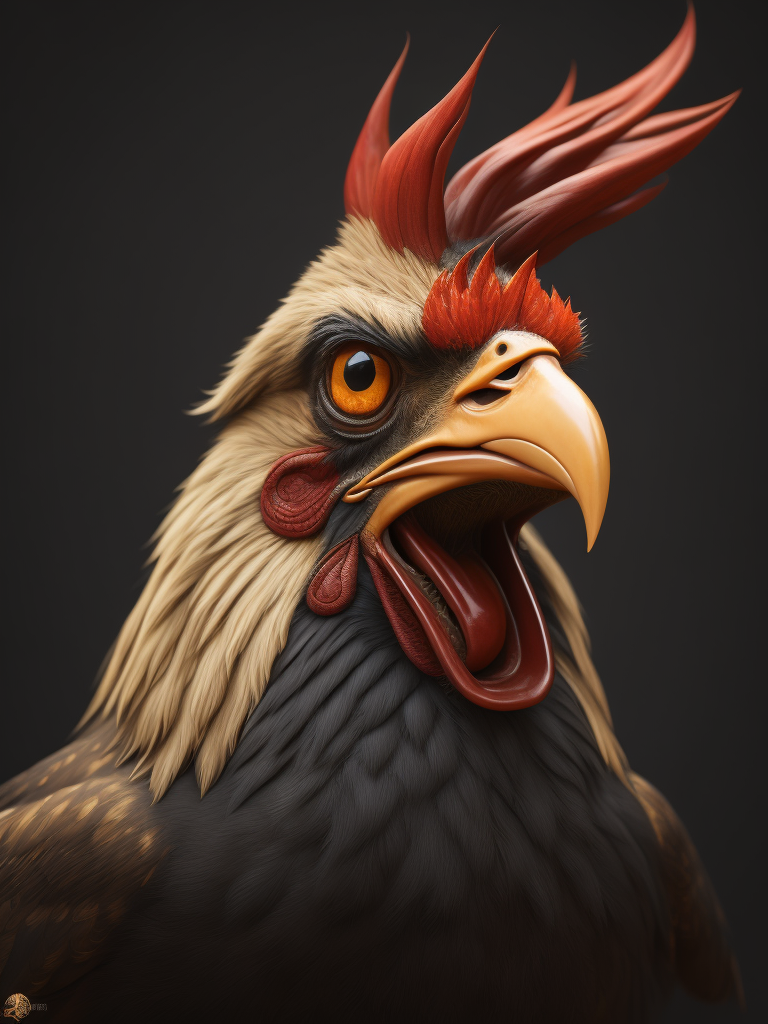 Premium Free ai Images | grumpy old rooster head with large eyes ...