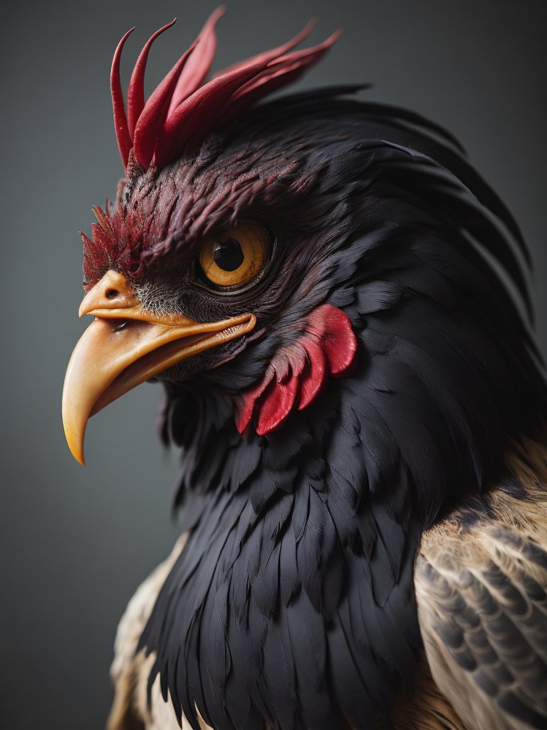 Premium Free ai Images | grumpy old rooster head with large eyes ...