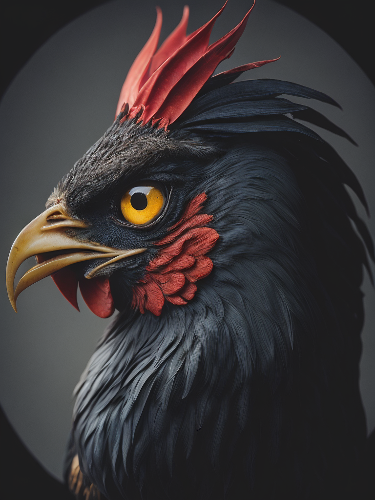 Premium Free ai Images | grumpy old rooster head with large eyes ...