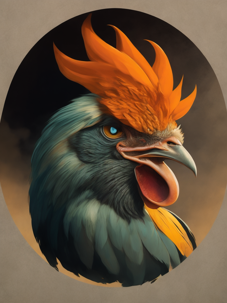 Premium Free ai Images | grumpy old rooster head with large eyes ...