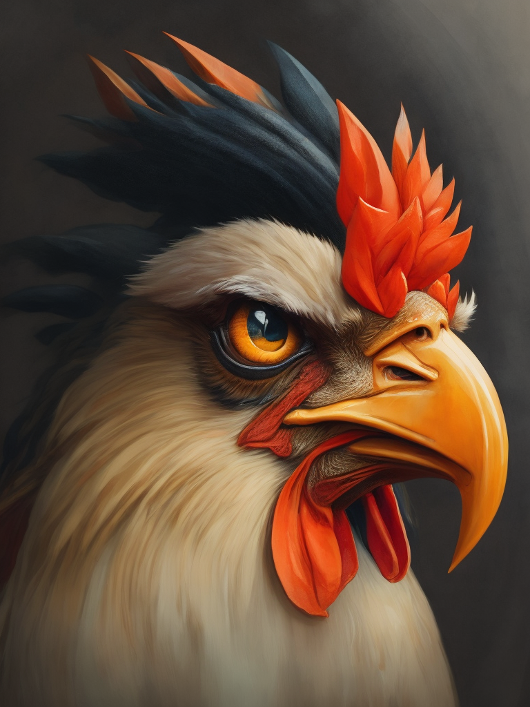 Premium Free ai Images | grumpy old rooster head with large eyes ...