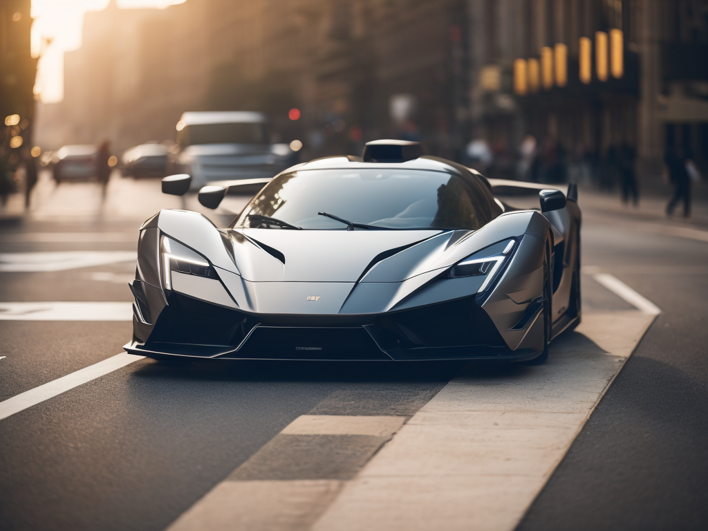 Premium Free ai Images | racing super car on city street crosswalk ...