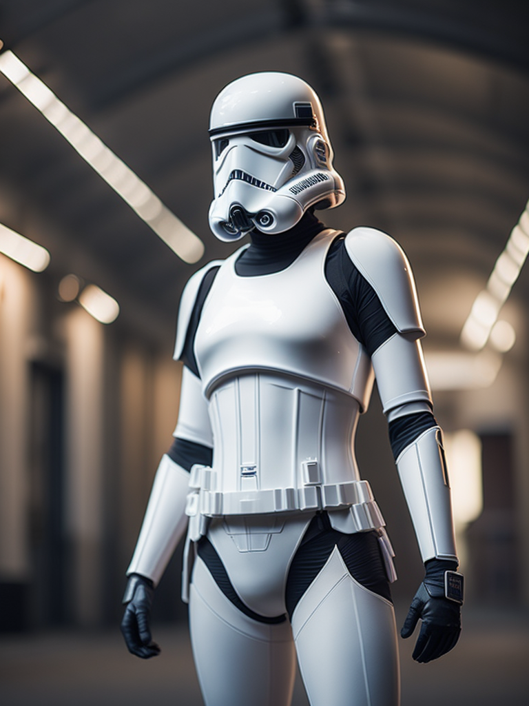 Premium Free ai Images | fit girl in stormtrooper outfit exposed belly ...