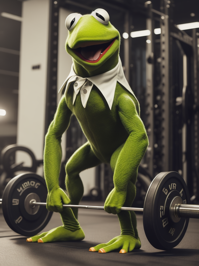 Premium Free ai Images | kermit the frog doing deadlifts at the gym