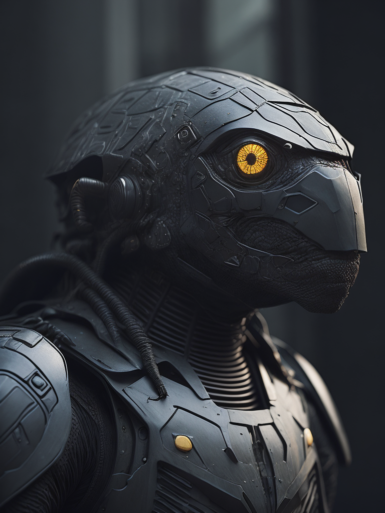 Premium Free ai Images | portrait of cybernetic black turtle sunburst ...