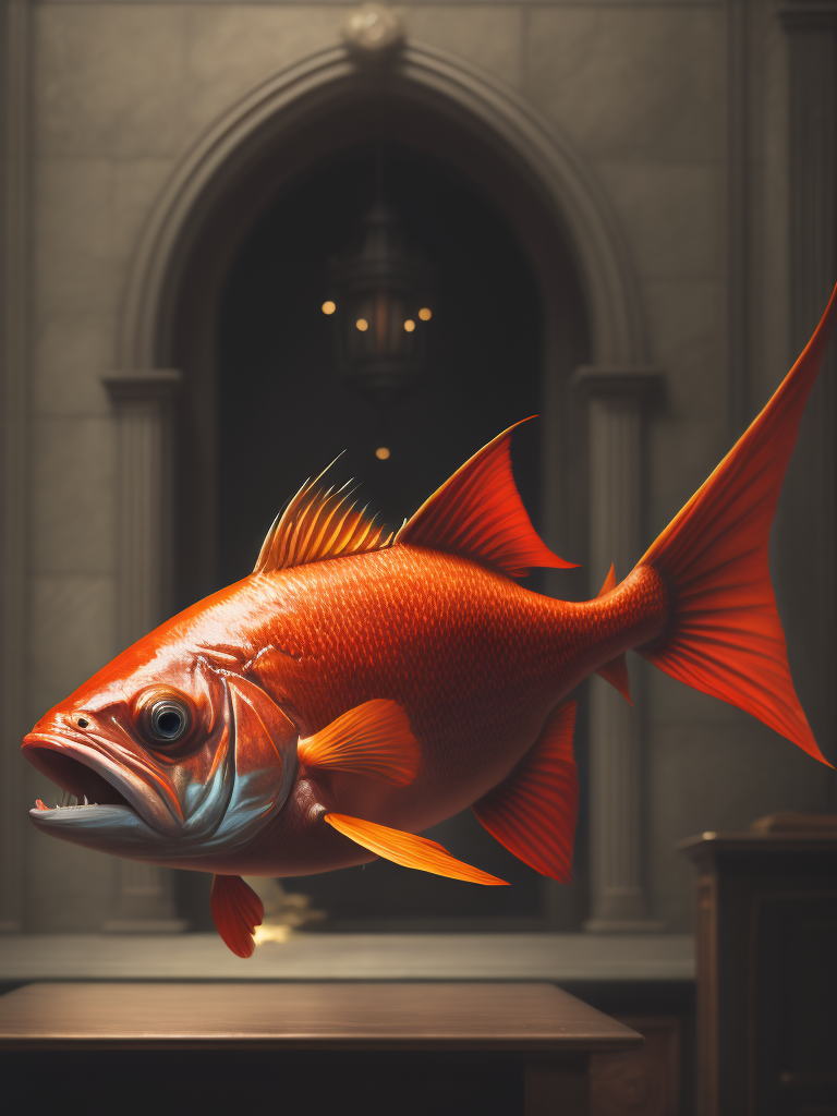 Premium Free ai Images | demonic red fish with red horns painting in ...