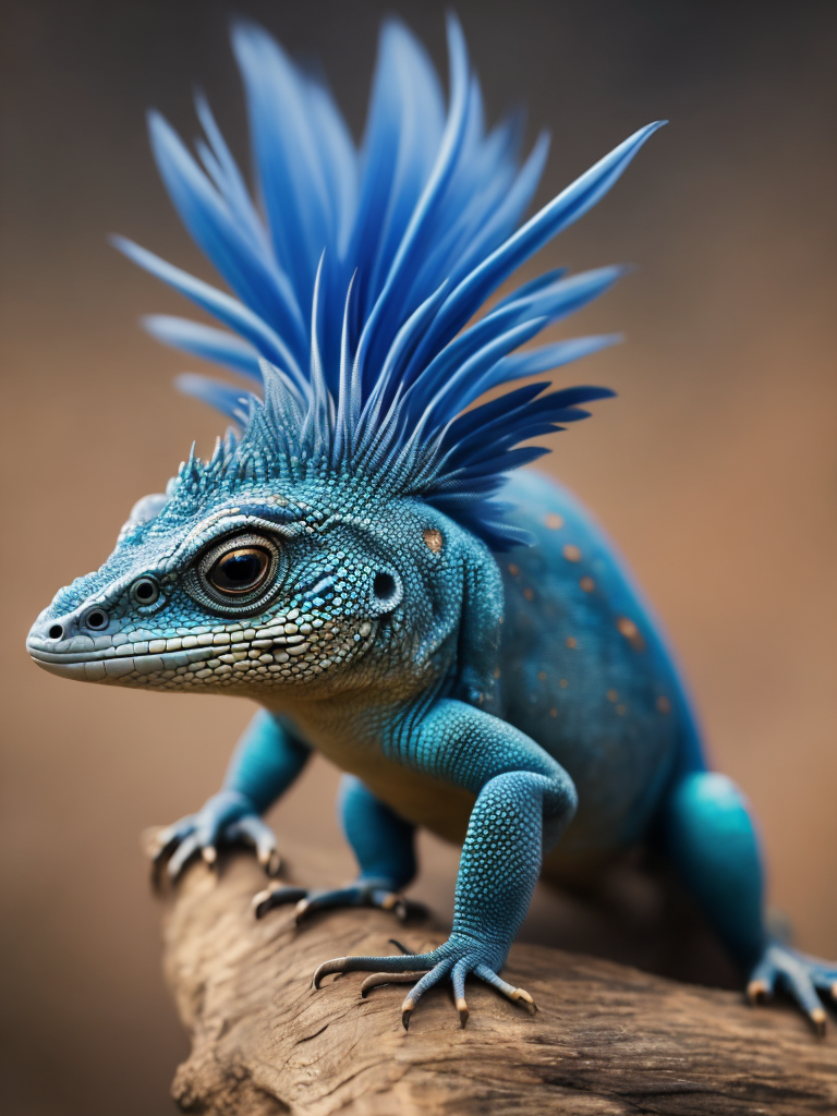 Premium Free ai Images | blue feathered lizard vibrant colors depth of field incredibly high ...