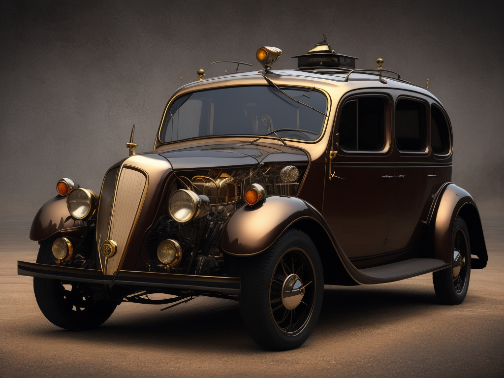 Premium Free ai Images | symmetrical and proportionate steampunk car ...