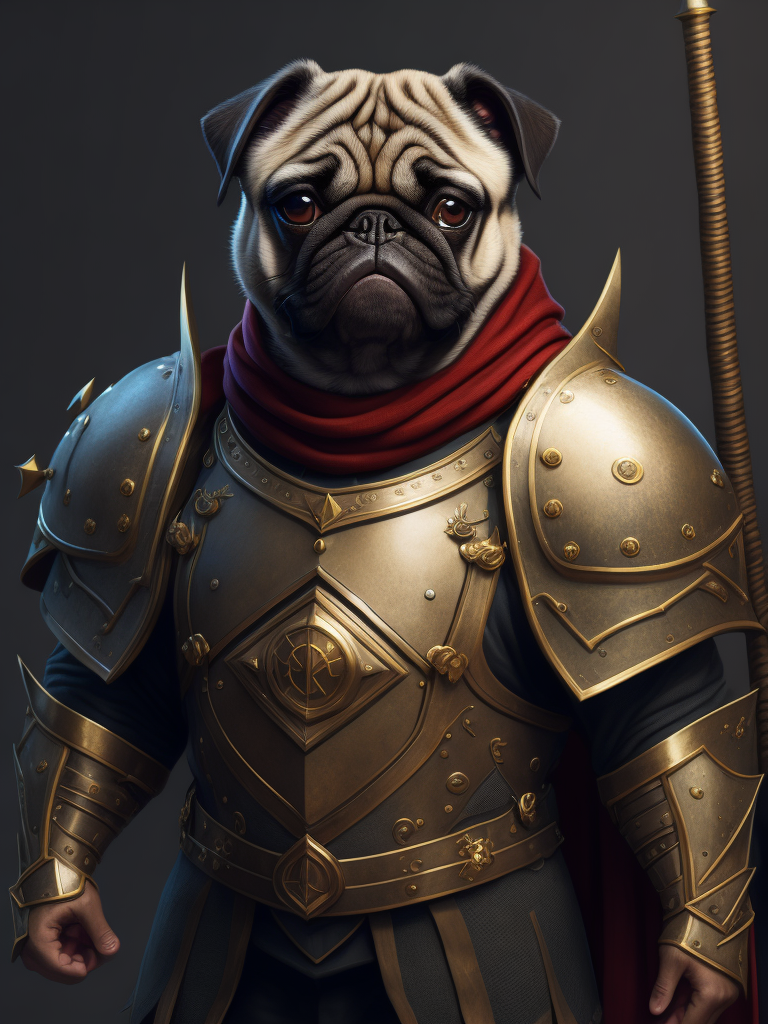Premium Free ai Images | detailed portrait of pug in armor with long ...