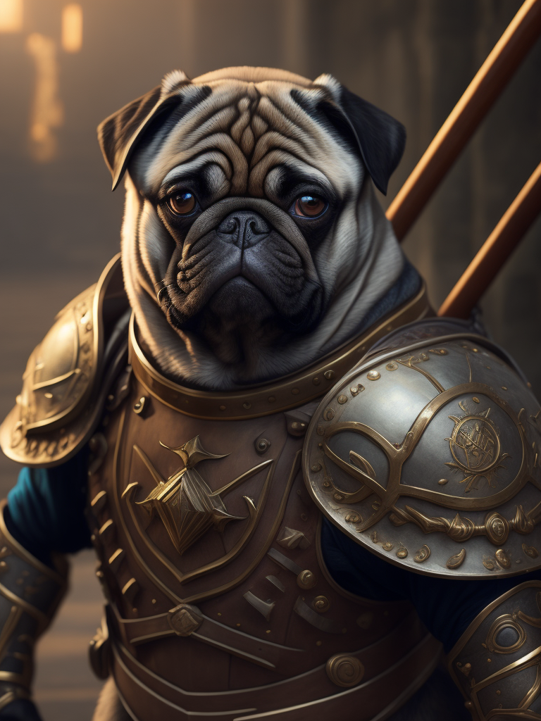 Premium Free ai Images | detailed portrait of pug in armor with long ...