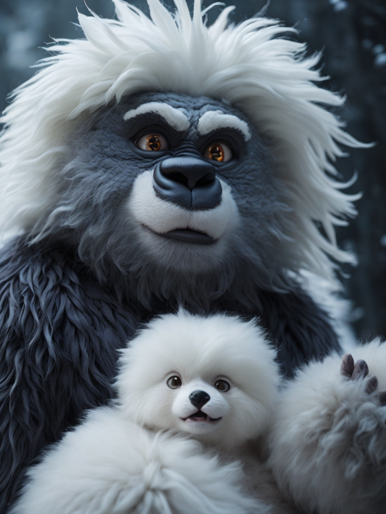 Premium Free ai Images | yara the yeti with her fluffy white fur and ...